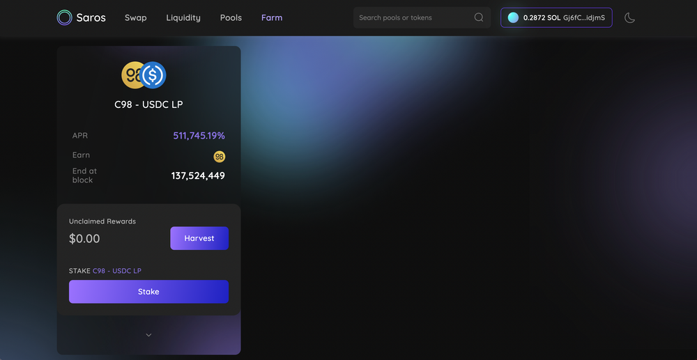 Coin98 (C98) Farming Is Now Available On SarosFarm