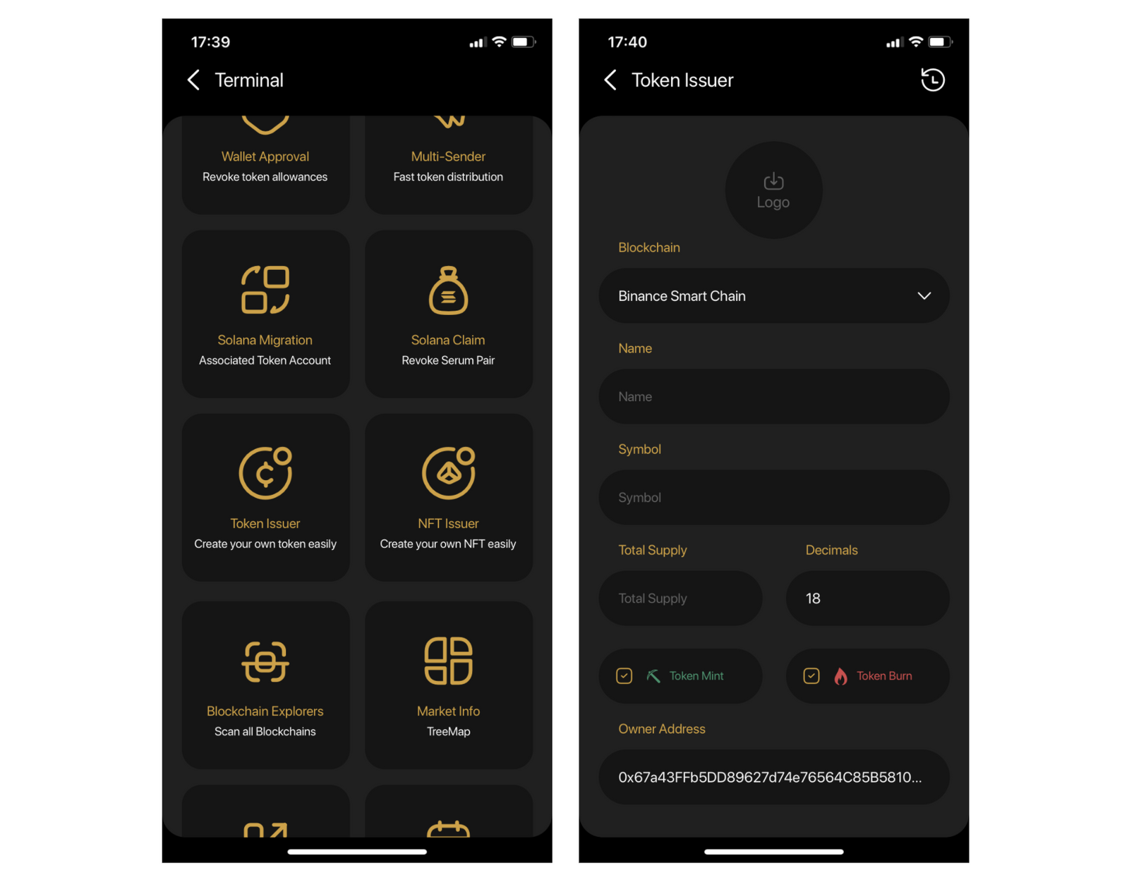 Tokens and NFTs Issuer are now available on Coin98 Wallet V10.4.0!